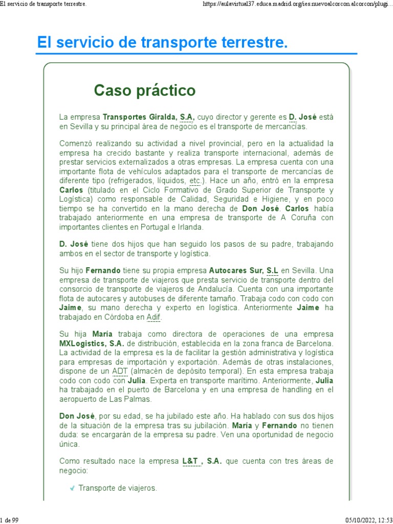 TEMA 01 OTM El Servicio de Transporte Terrestre. | PDF | Transporte | Macroeconómica