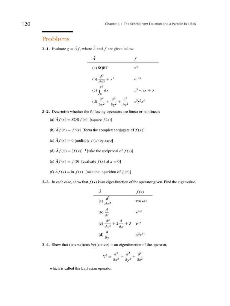 McQuarrie Chapter 3 Problems | PDF | Wave Function | Schrödinger Equation