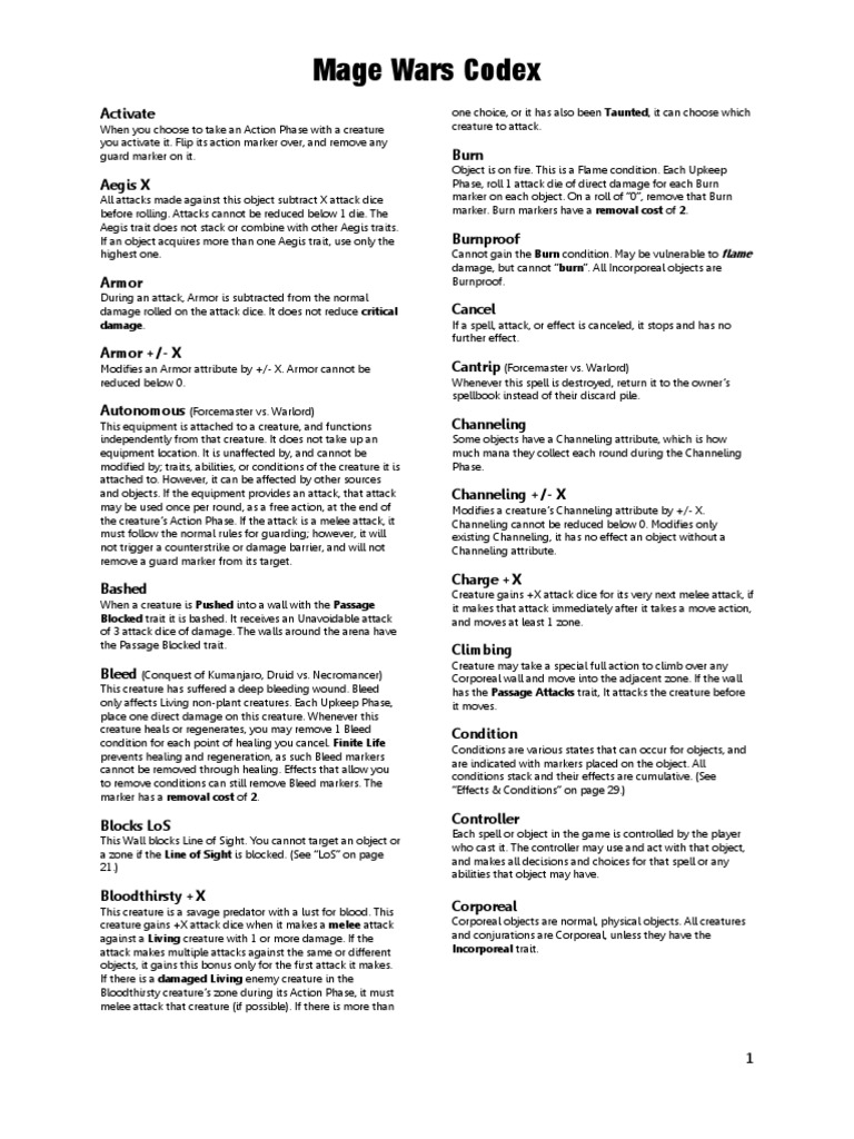 Mage Wars - Codex | PDF