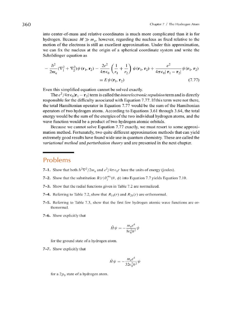 McQuarrie Chapter 7 Problems | PDF | Atomic Orbital | Atoms