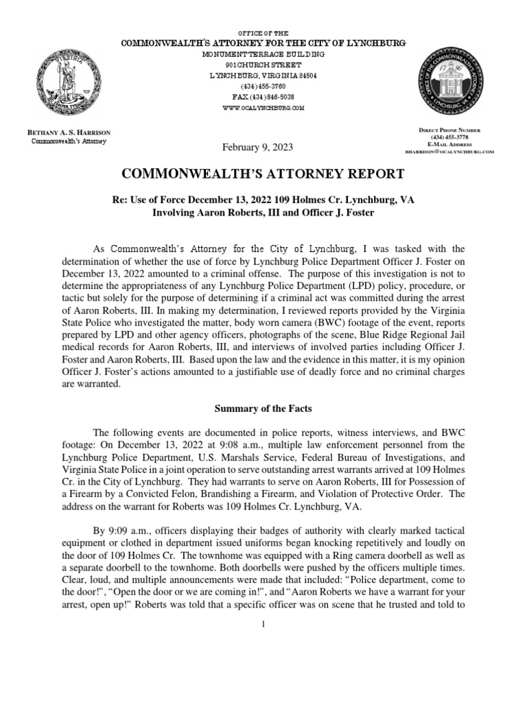 Lynchburg Police Use of Force Report | PDF | Graham V. Connor | Police