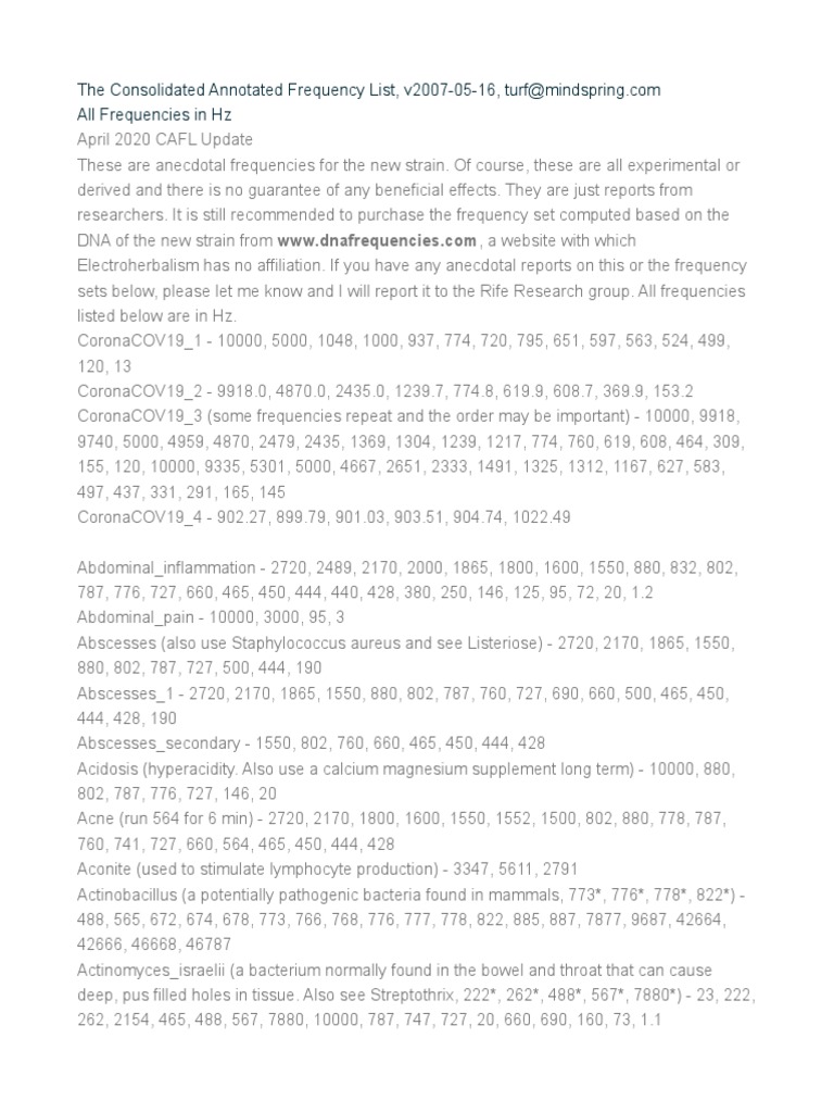 The Consolidated Annotated Frequency List | PDF | Medical Specialties ...