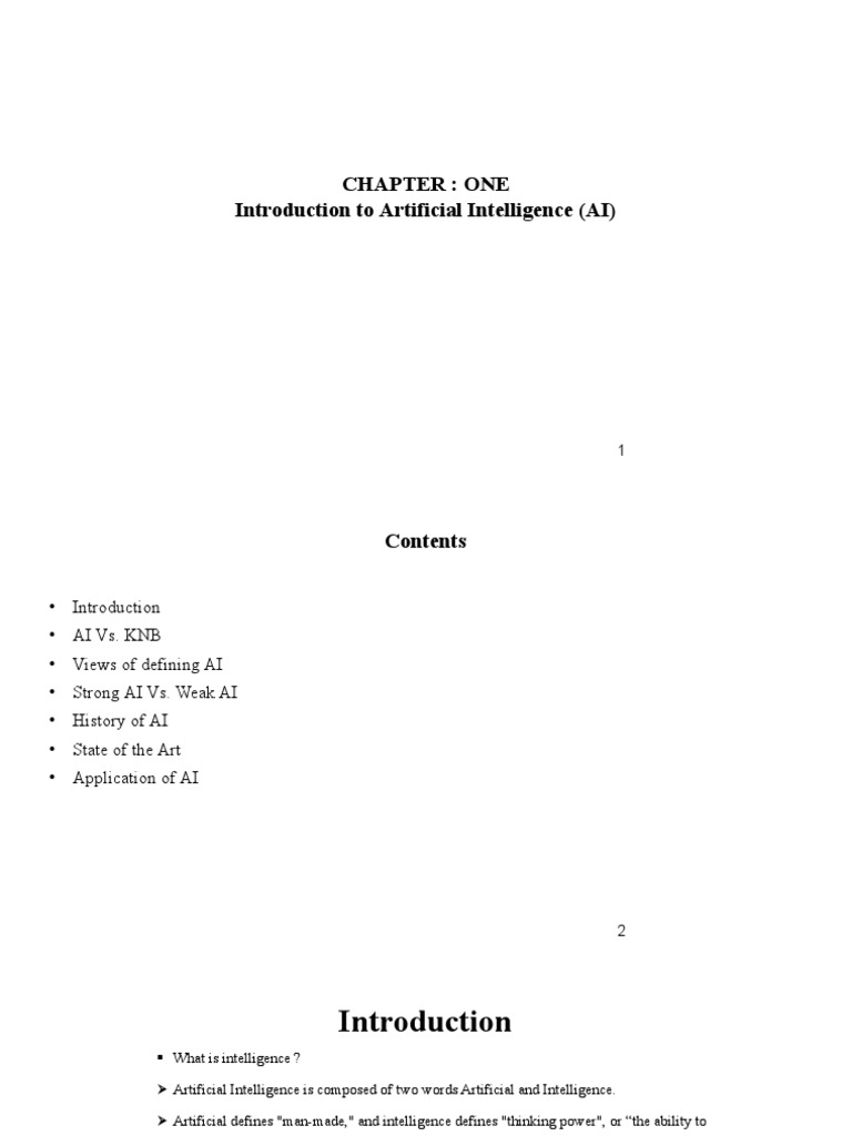 Introduction to Artificial Intelligence Concepts | PDF | Artificial ...