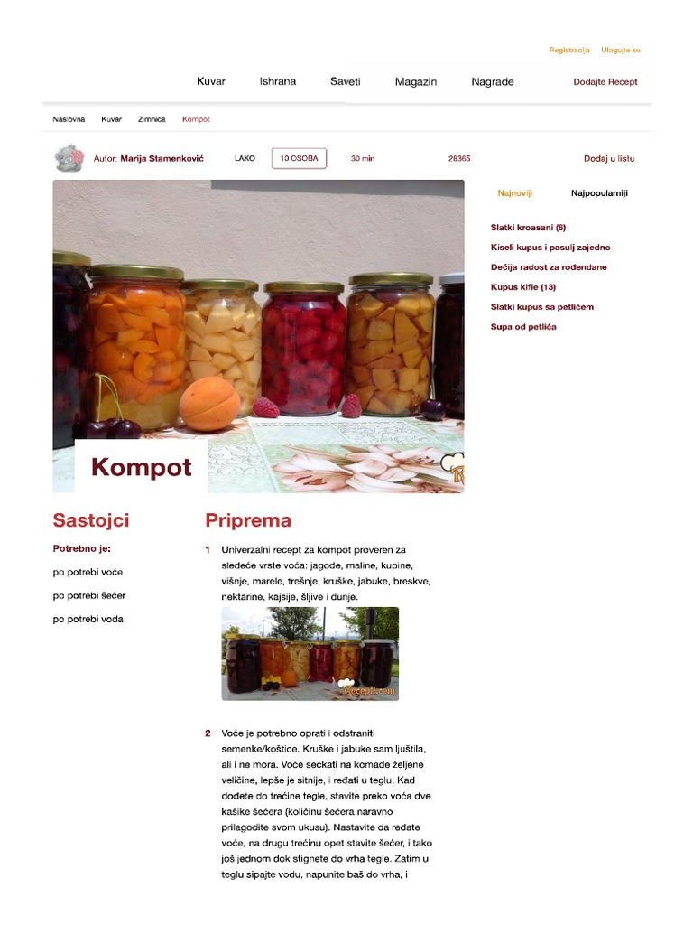 Kompot - Recepti | PDF