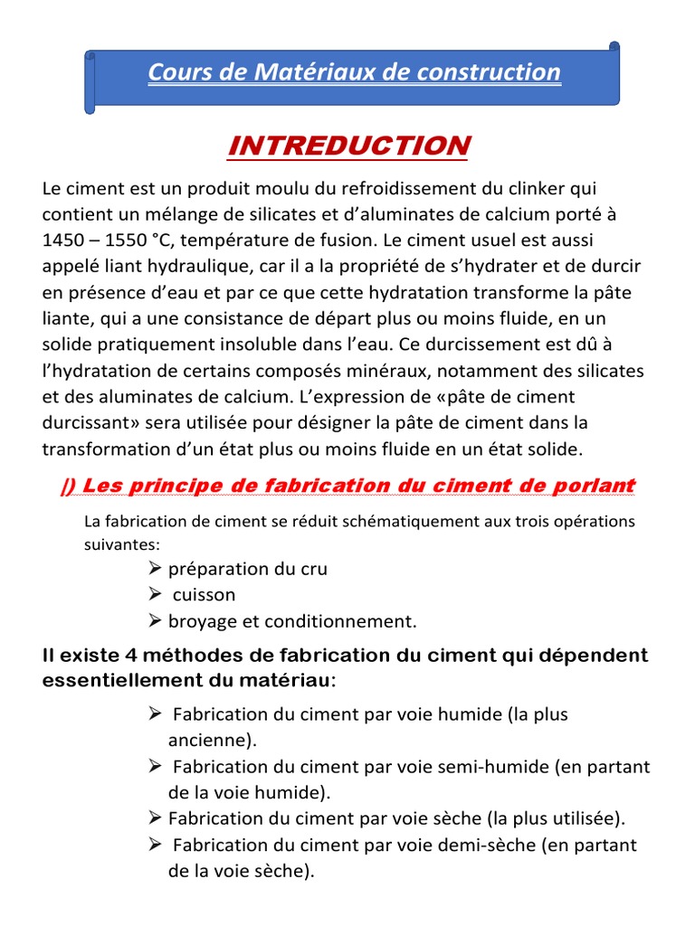Les Ciments de Construction. | PDF | Ciment | Chaux