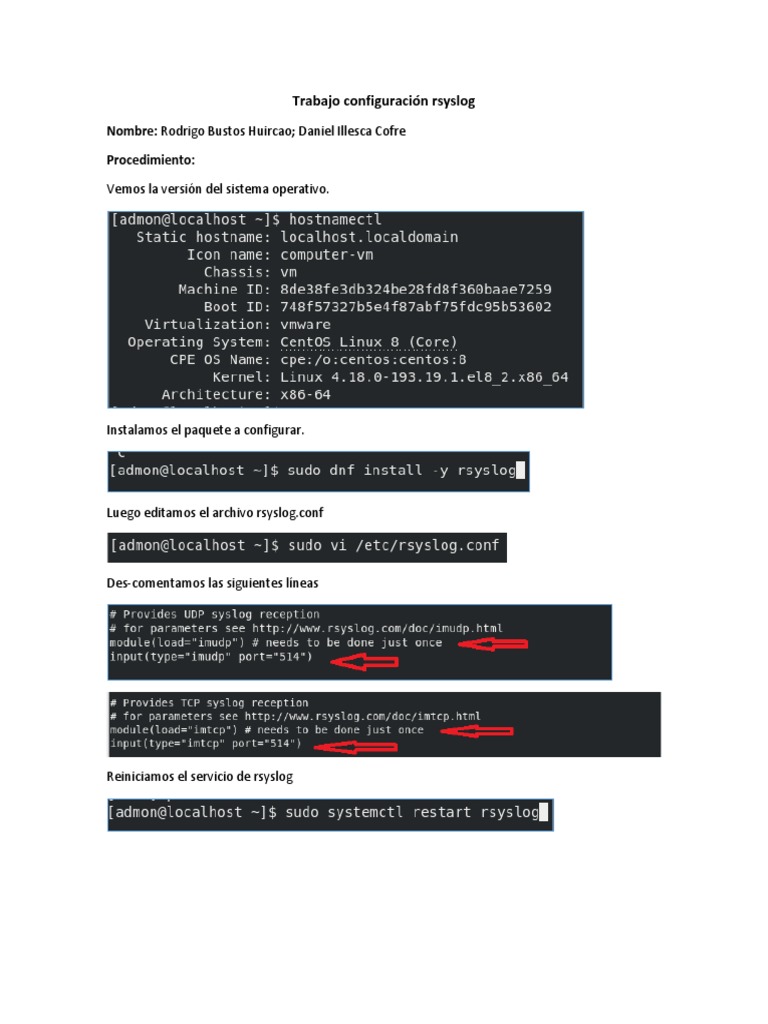 Trabajo Configuracioěn Rsyslog | PDF | Finanzas y dinero | Tecnología