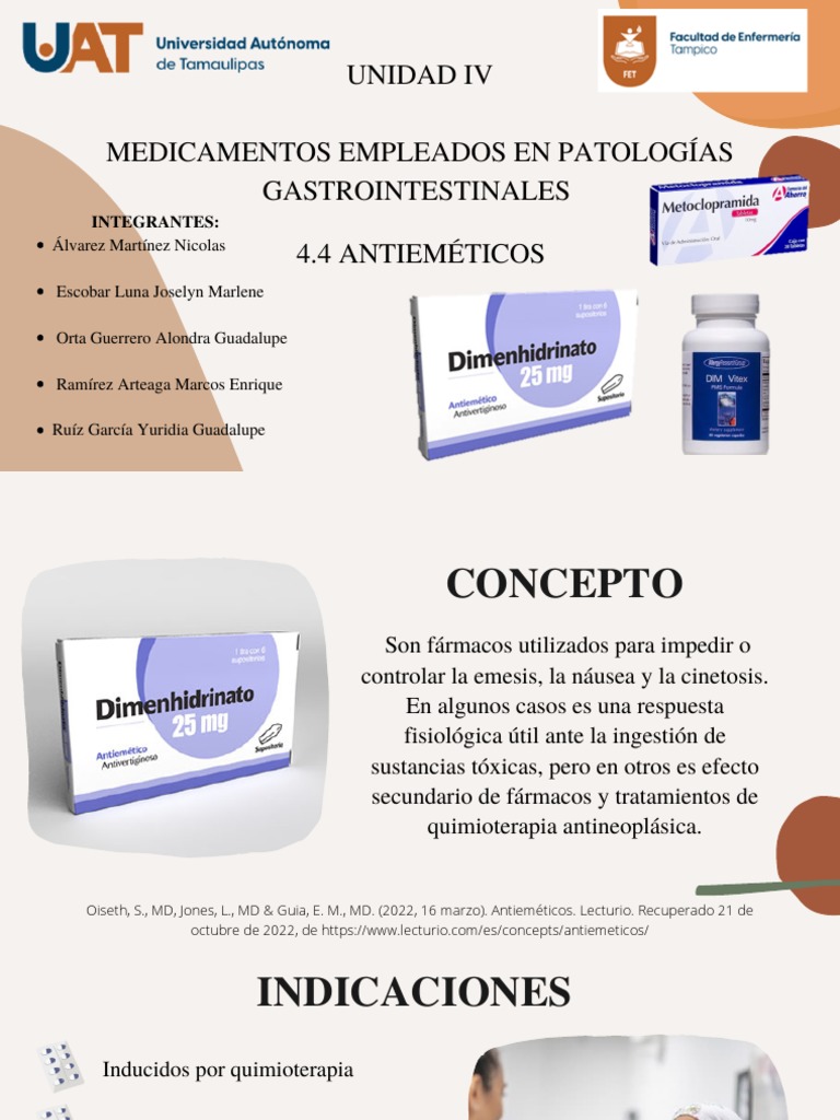 Antieméticos: Uso, Indicaciones y Efectos | PDF | Ciencias de la Salud ...