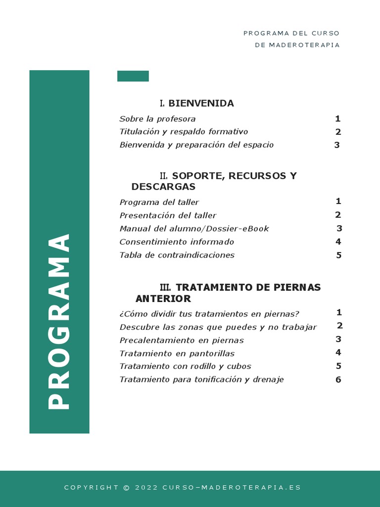 Programa Del Curso de Maderoterapia | PDF