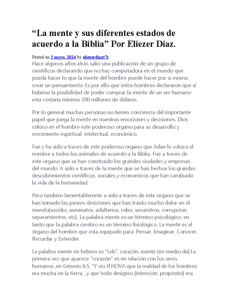 Estados de la Mente según la Biblia | PDF | Pensamiento | Mente