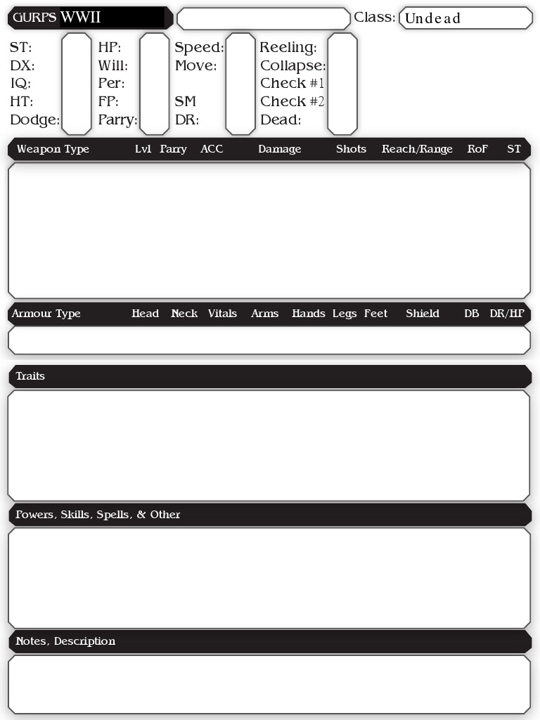 GURPS NPC Monster NoteCard | PDF