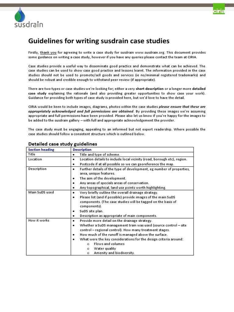 Writing Susdrain Case Studies - Guidelines | PDF