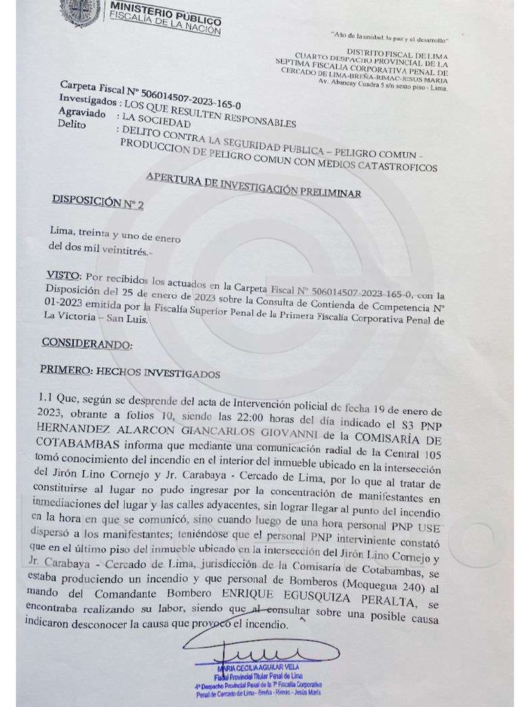 Disposición de Apertura de Investigación Preliminar | PDF