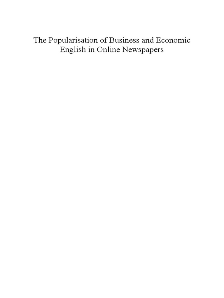 The Popularisation of Business and Economic English in Online ...