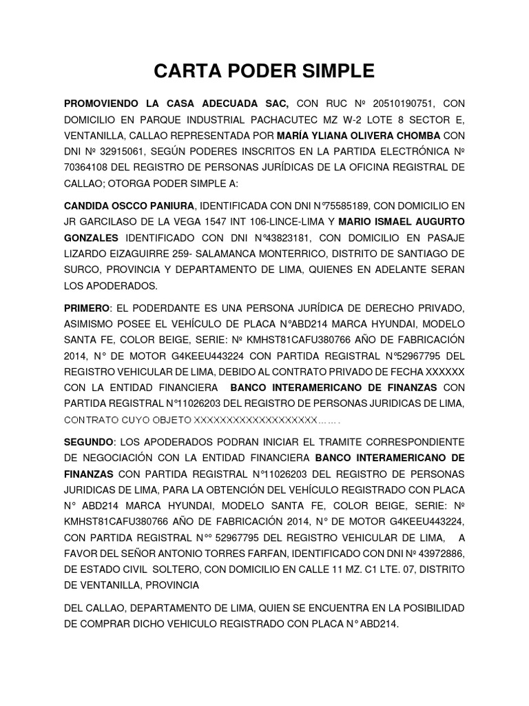 Carta Poder Simple Antonio | PDF | Justicia | Crimen y violencia