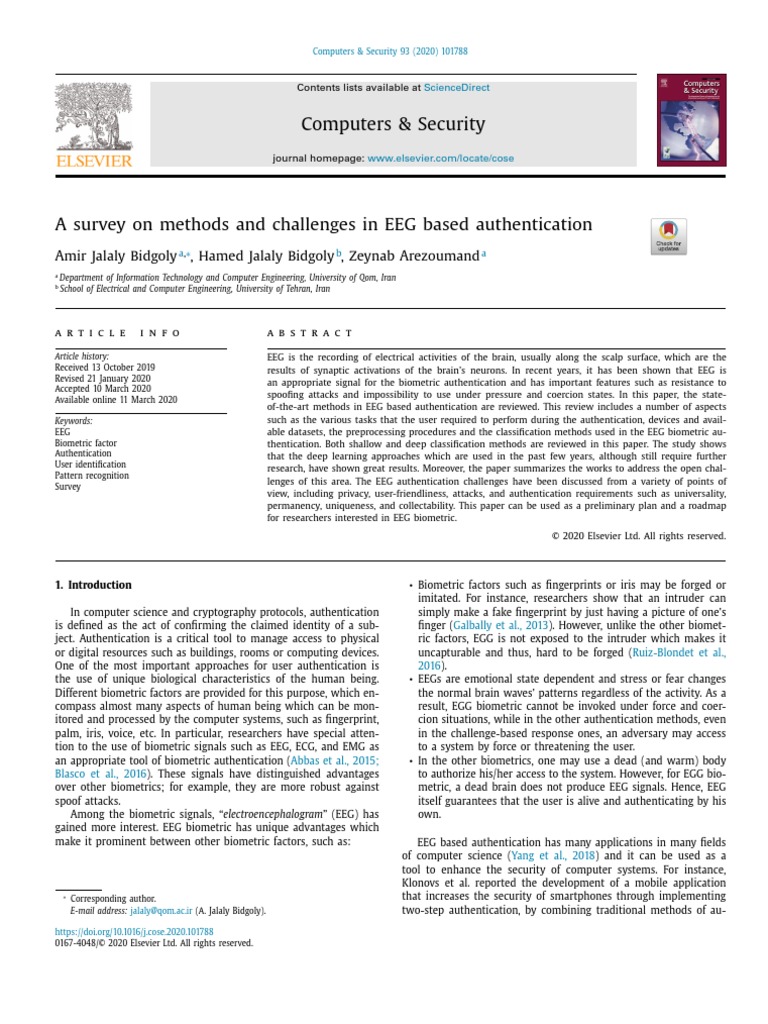 EXE - A Survey On Methods and Challenges in EEG Based Authentication | PDF ...