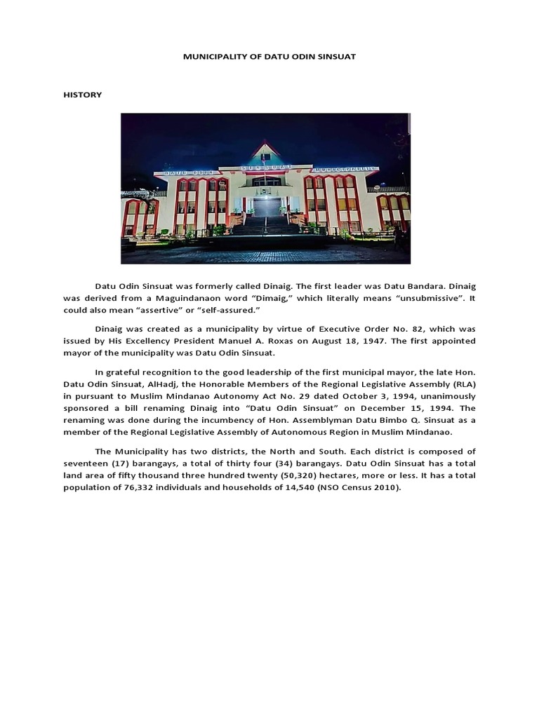 History of Datu - Odin - Sinsuat | PDF