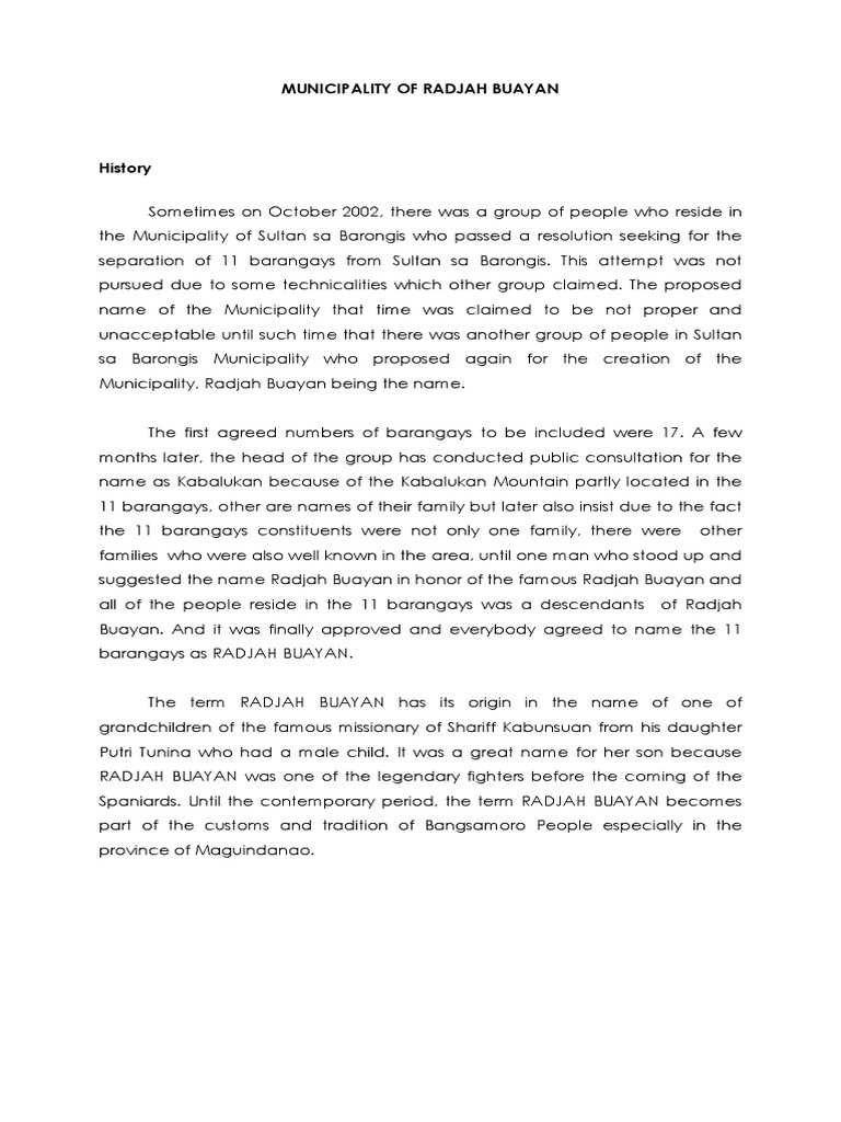 History of Radjah - Buayan | PDF | Philippines