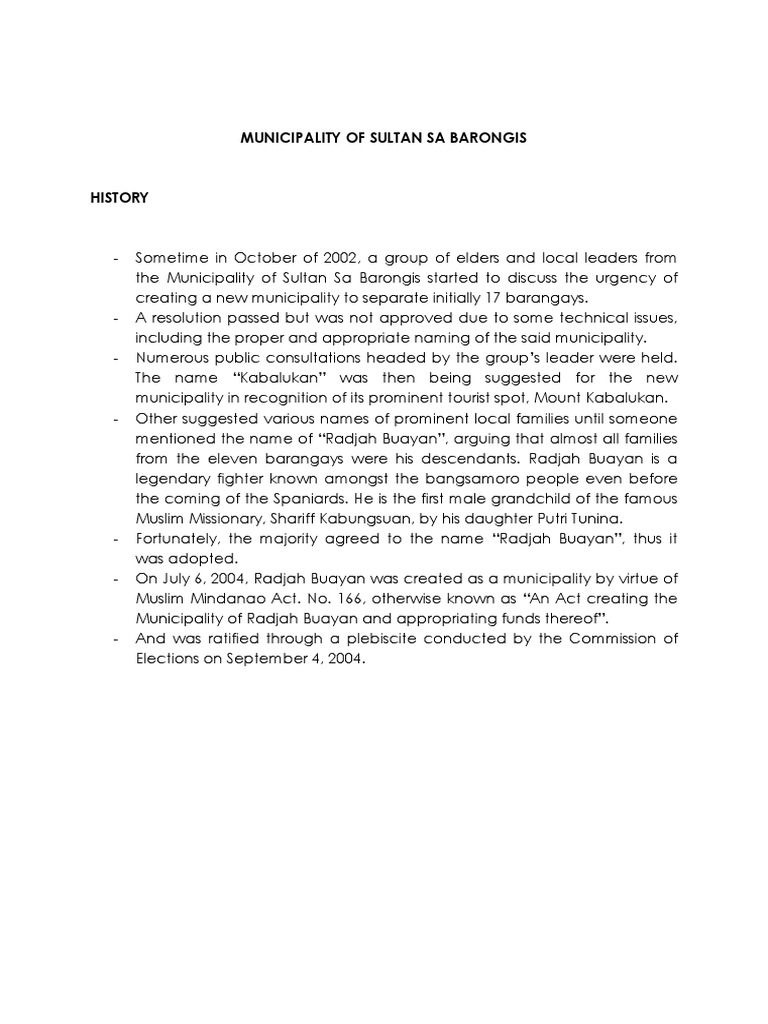 The Founding of Radjah Buayan: A New Municipality is Established ...