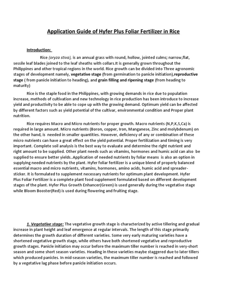 Rice Farmers' Fertilizer Guide | PDF | Plant Nutrition | Rice
