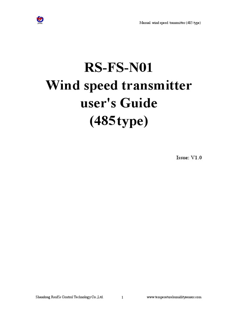 Wind Speed Transmitter 485type V1.0 UG | PDF | Power Supply | Electricity