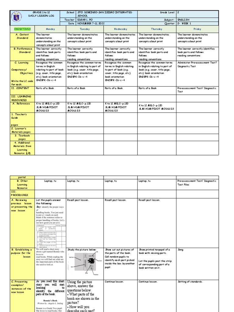 WEEK1 DLL ENGLISH | PDF | Books | Learning WEEK1 DLL ENGLISH | PDF | Books | Learning
