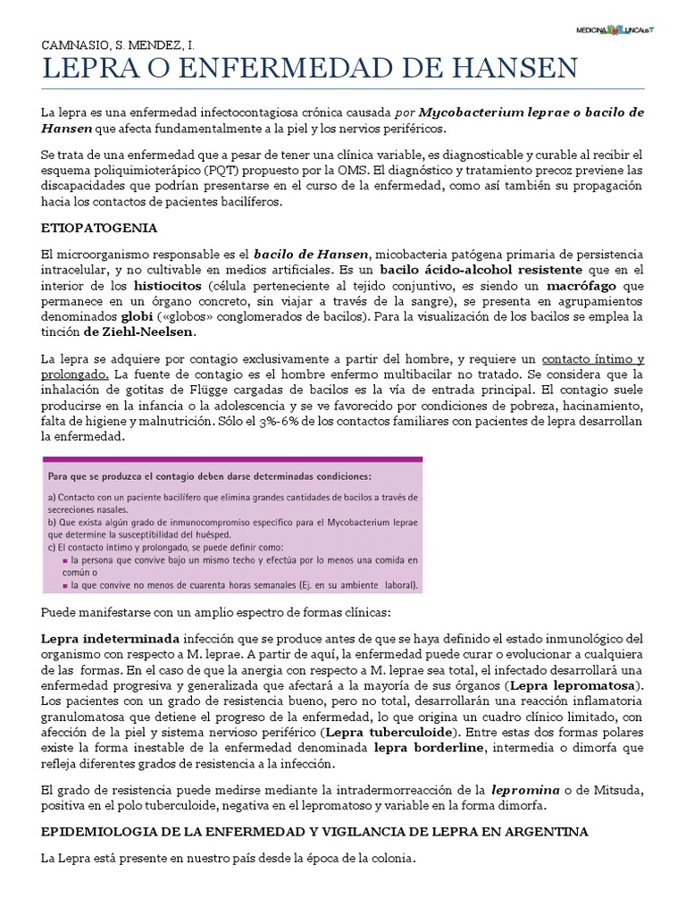 Contagio y síntomas de la lepra | PDF | Mycobacterium | Lepra
