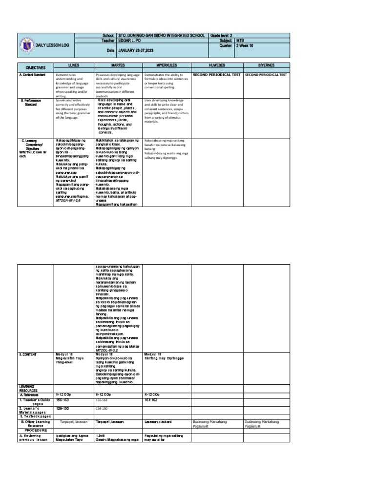MTB 2 Q2 Week 10 | PDF