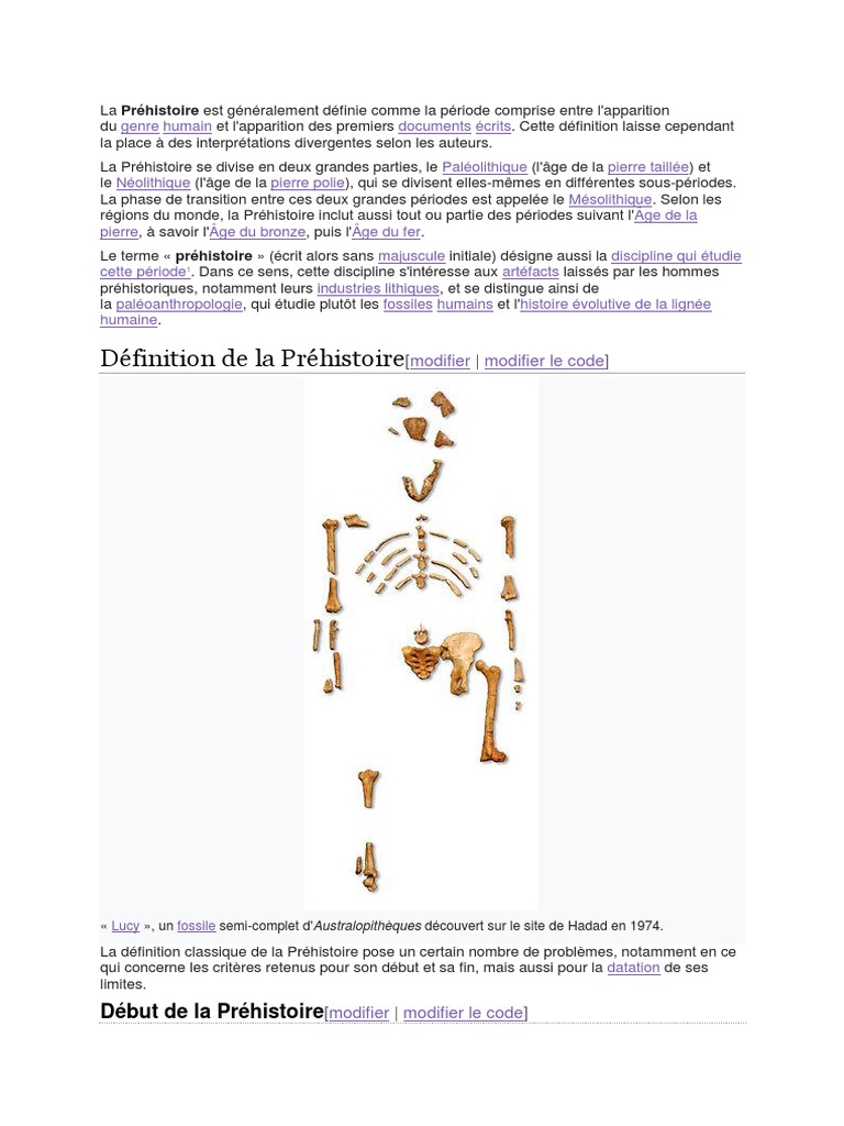 Définition et début de la préhistoire | PDF | Homo | Paléoanthropologie