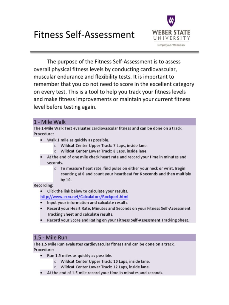 Fitness Self-Assessment Instructions | PDF | Human Anatomy