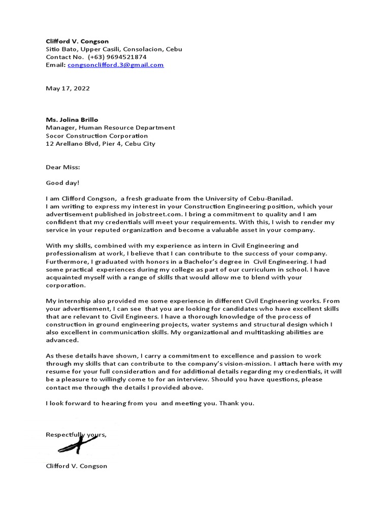 Application Letter | PDF