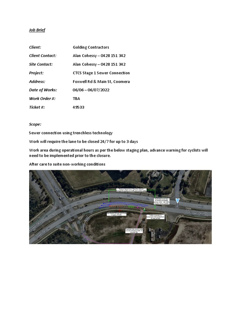 Foxwell RD, Coomera - Job Brief - Golding Contractors | PDF | Business