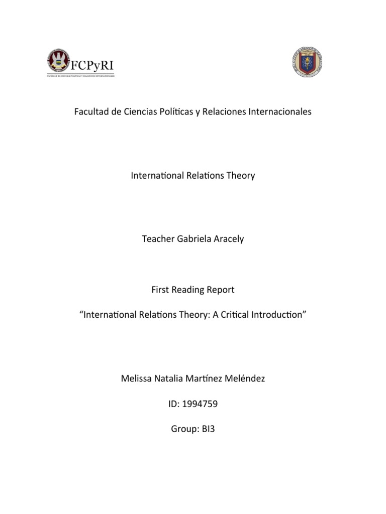 International Relations Theory A Critical Introduction Pdf