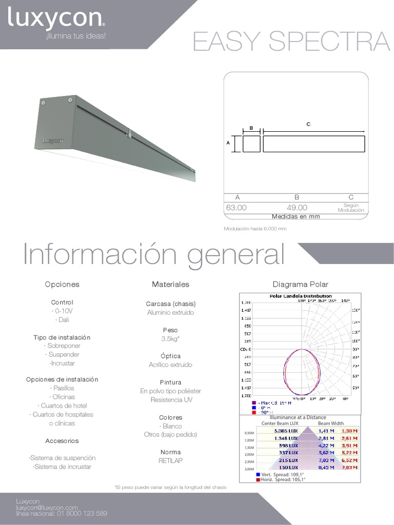 Catálogo Easy Iluminación: Spectra 6000 | PDF | Cantidades fisicas ...