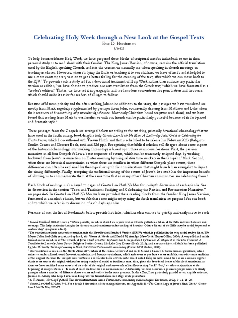 Huntsman Holy Week Scripture Selections Translation | PDF | Jesus ...