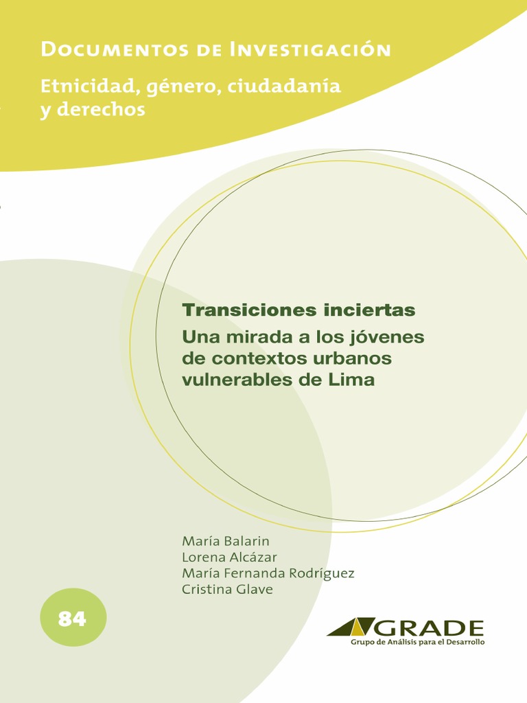 Transiciones Inciertas - Balarín | PDF | Adultos | Pobreza