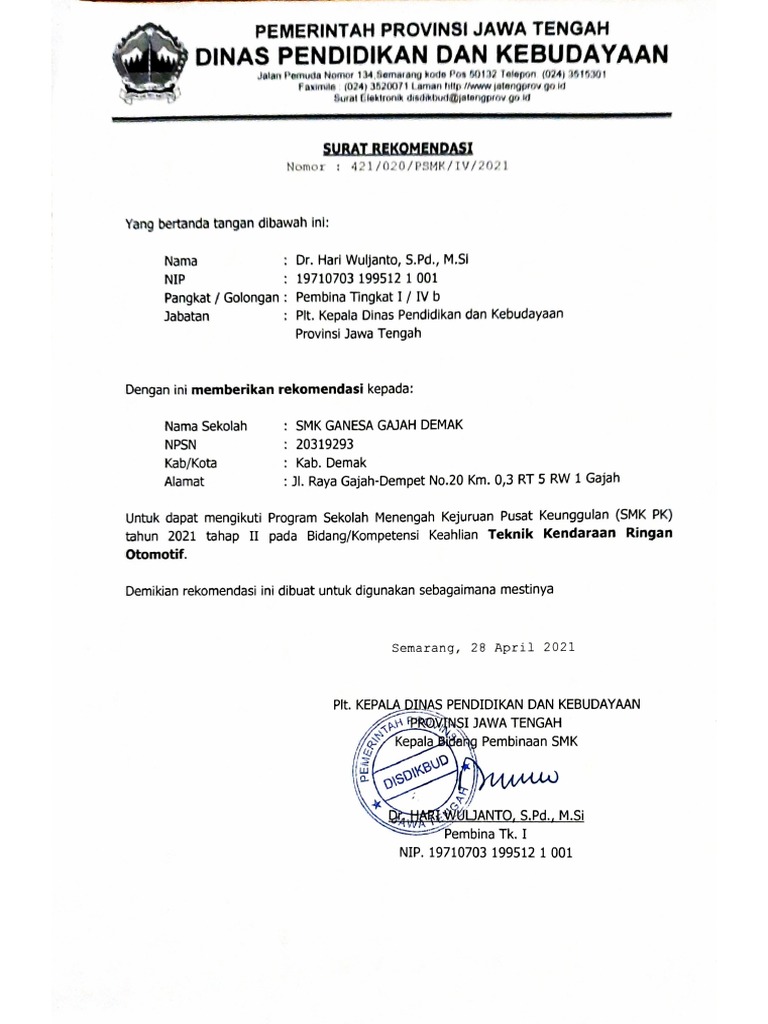 Contoh Surat Rekom | PDF