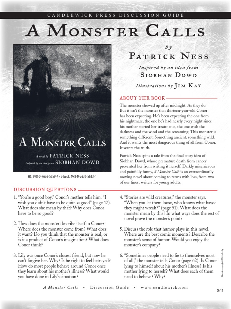 A Monster Calls by Patrick Ness Discussion Guide | Leisure | Fiction ...