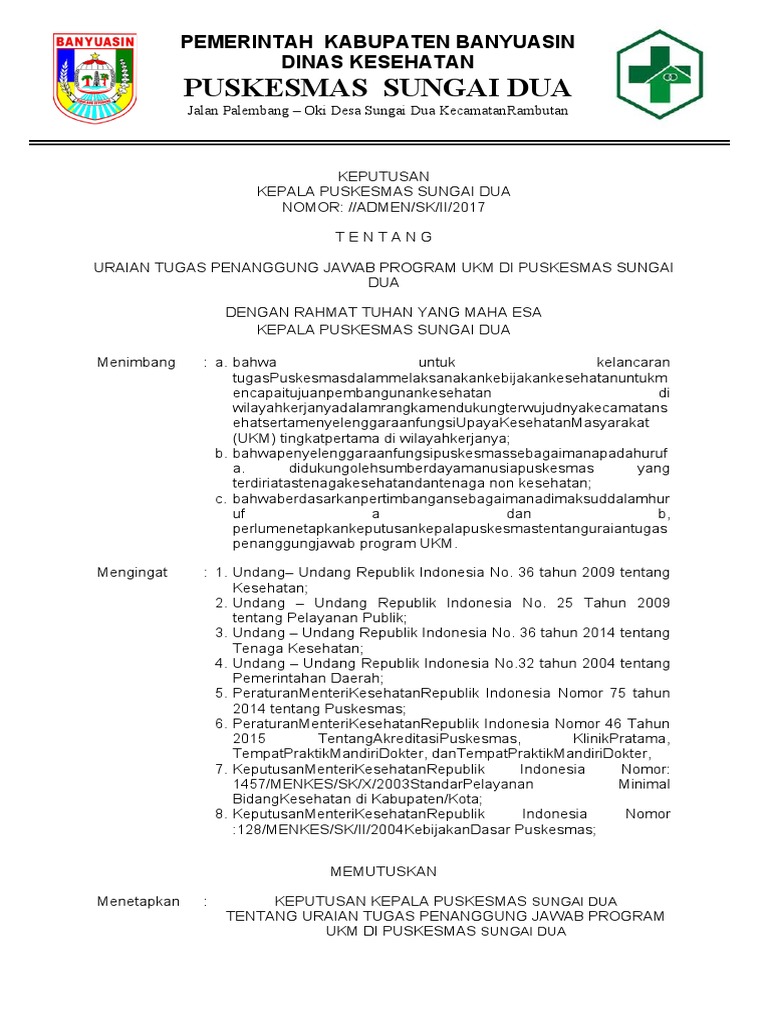 SK Uraian Tugas PJ | PDF