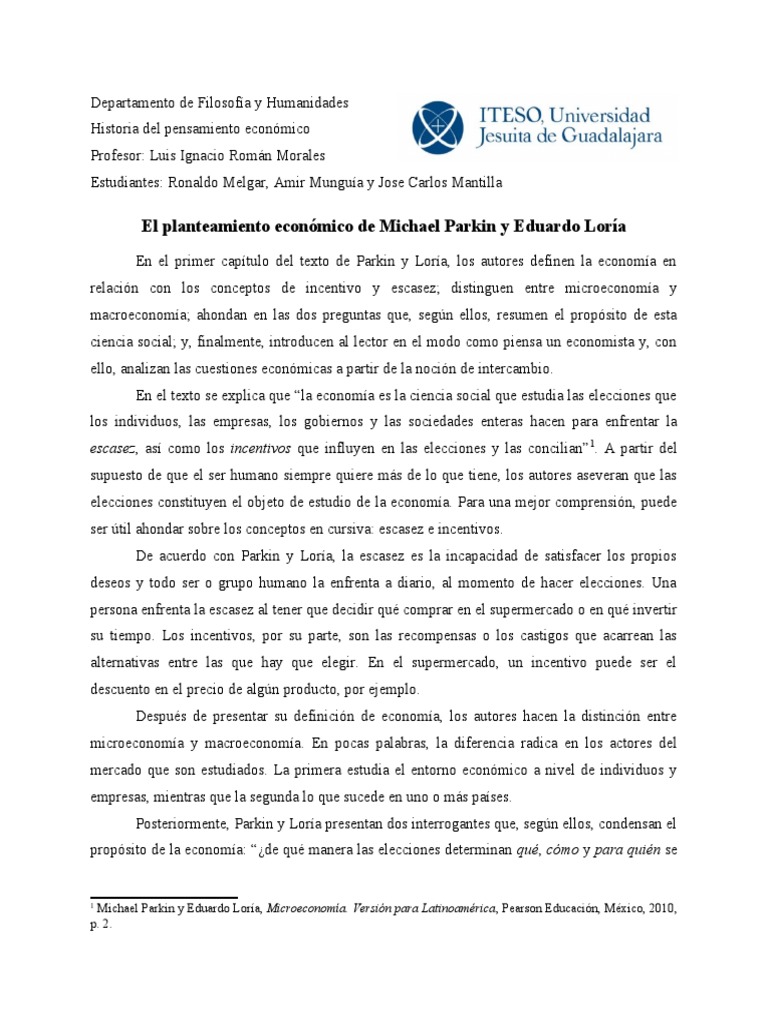 Sobre el texto de Parkin y Loría | PDF | Ciencias económicas | Capital ...