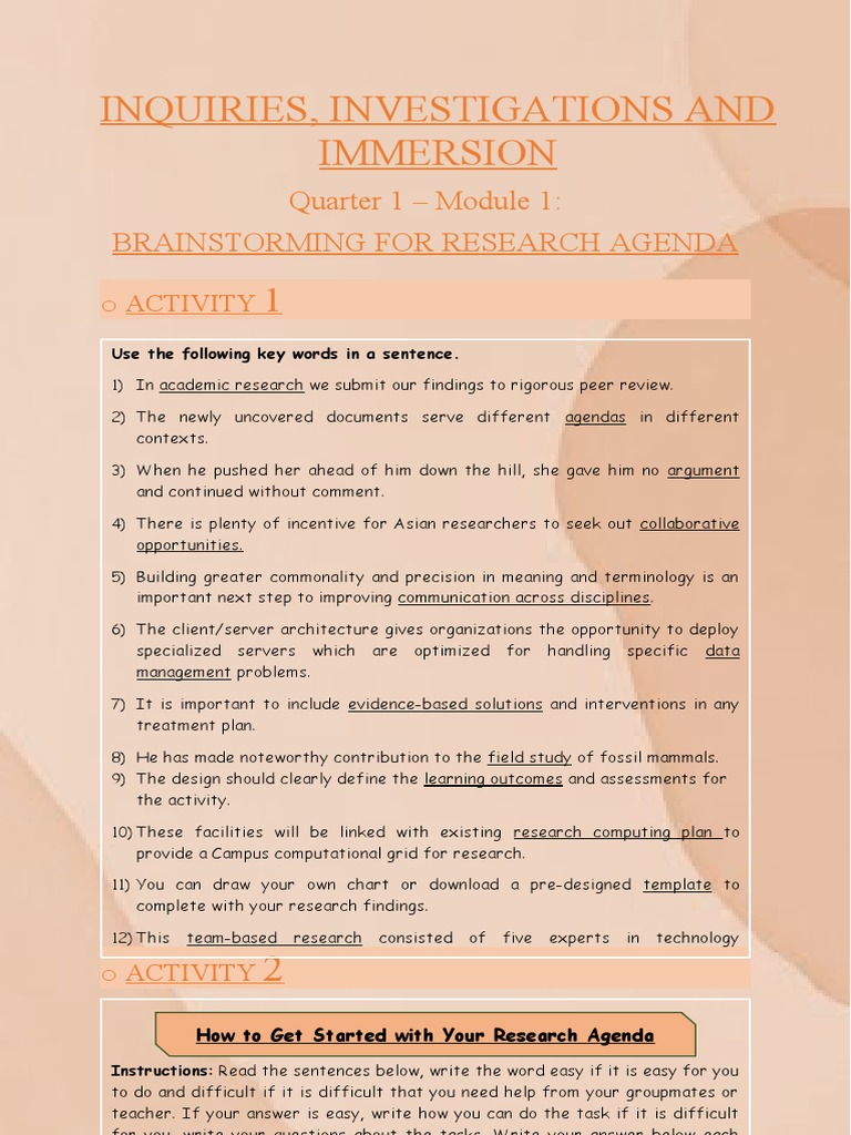Inquiries, Investigations and Immersion: Quarter 1 - Module 1 ...