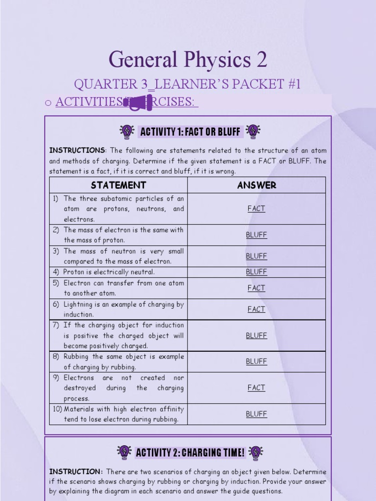 Gen Physics 2 LP1 | PDF | Electric Charge | Electron