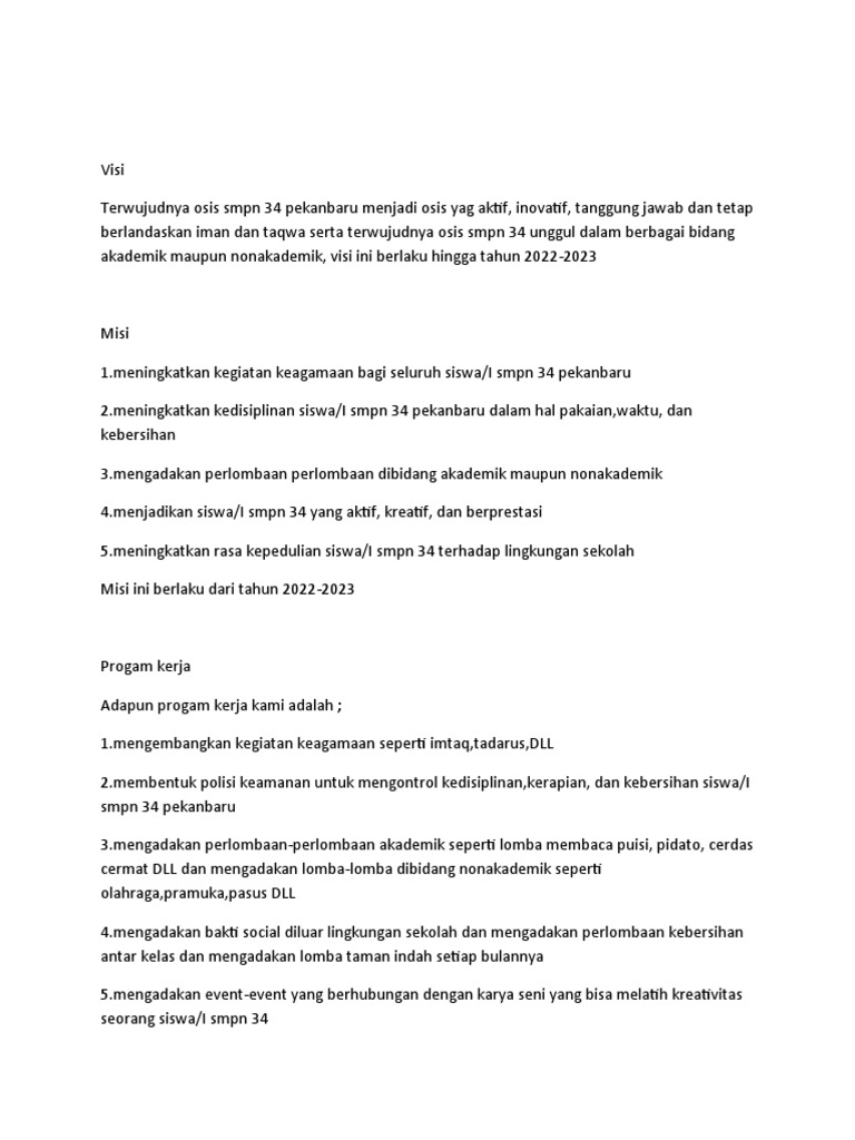 Visi Misi Osis | PDF