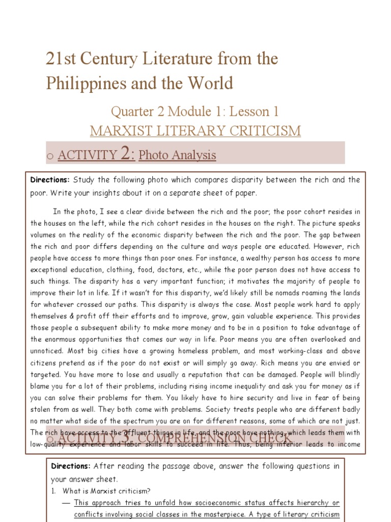 21ST Century Q2 - M1 - L1 | PDF | Marxism | Karl Marx