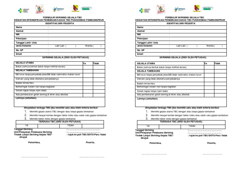 Formulir Skrining Gejala TBC | PDF Formulir Skrining Gejala TBC | PDF