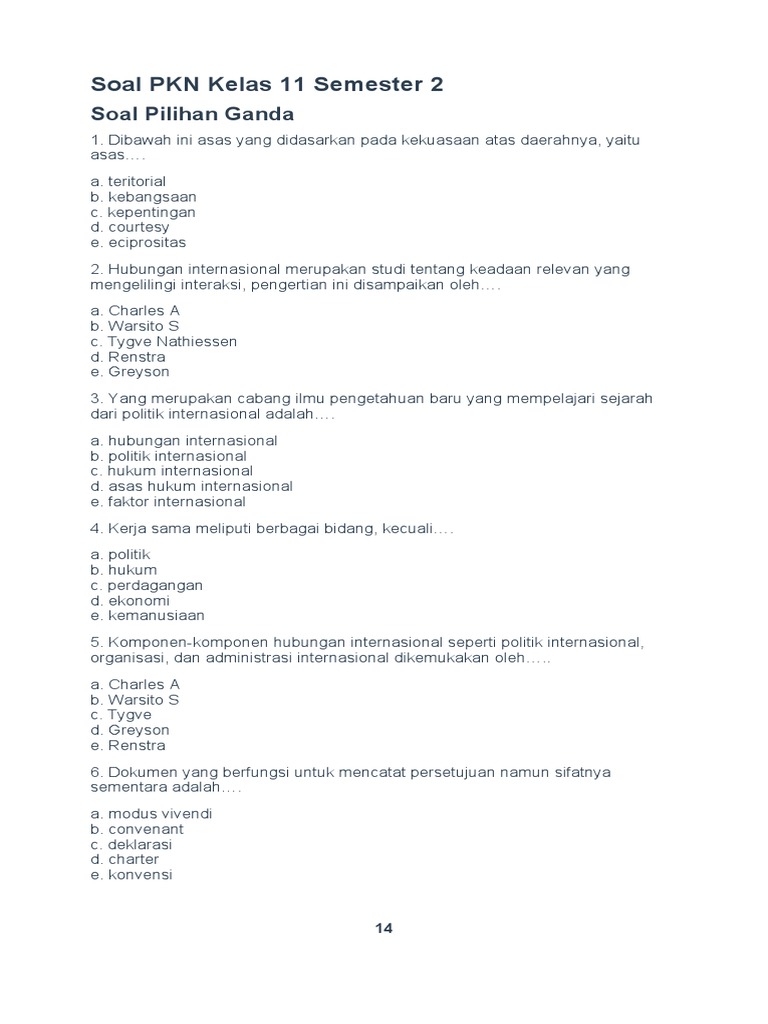 Soal PKN Kelas 11 Semester 2 Yang Baru | PDF | Politik