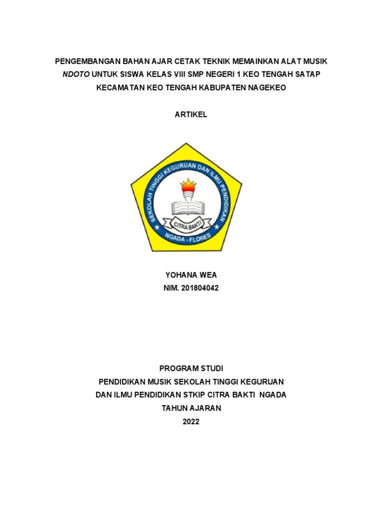 Artikel Yohana Wea Pend. Musik Revisi 2 | PDF | Language Arts & Discipline