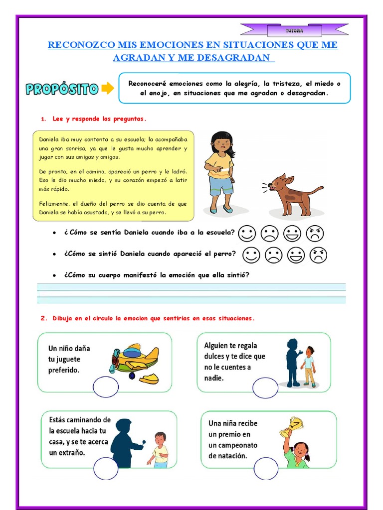 E9 S2 Ficha D2 Tutoría Reconozco Mis Emociones en Situaciones Que Me ...