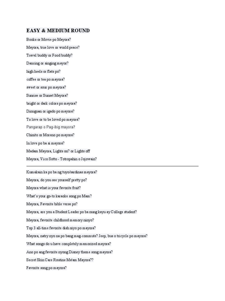 Fast Talk Questions Sorted | PDF