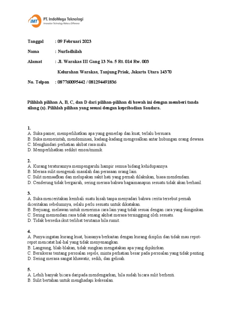 Soal Interview HRD PG | PDF