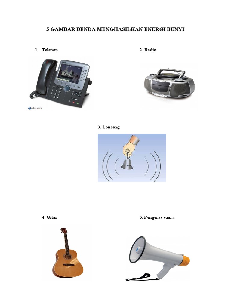 5 Gambar Benda Menghasilkan Energi Bunyi | PDF | Seni